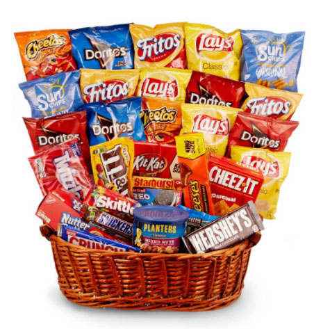 Junk Food Snack Baskets Delivered Today Candy Chocolate Chips Cookies