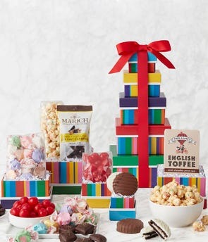 Gift Towers Next Day Delivery Belgian Chocolate Fruit Nuts Snacks
